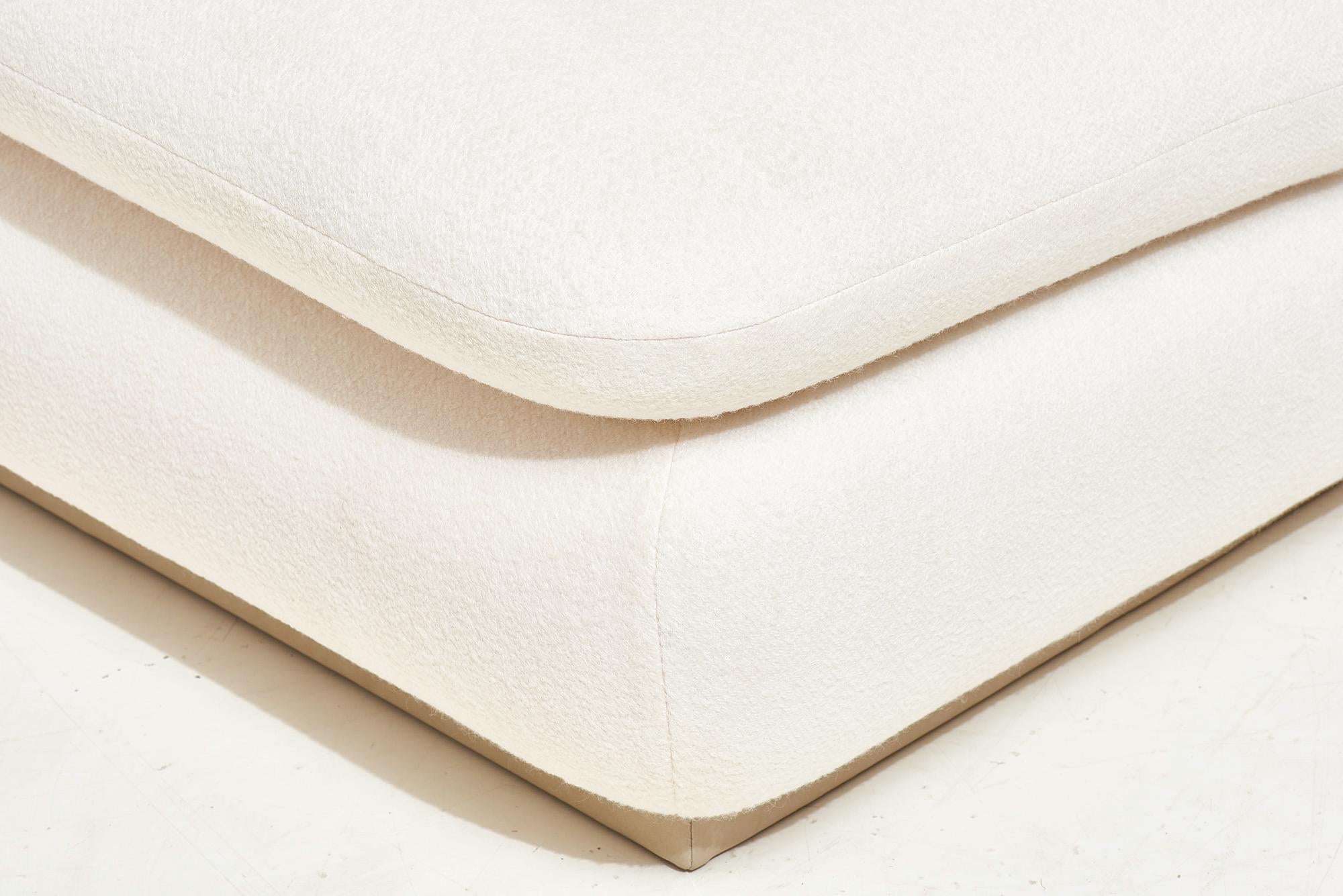 Modern Drama White Bouclé Pouf Sofa For Sale at 1stDibs