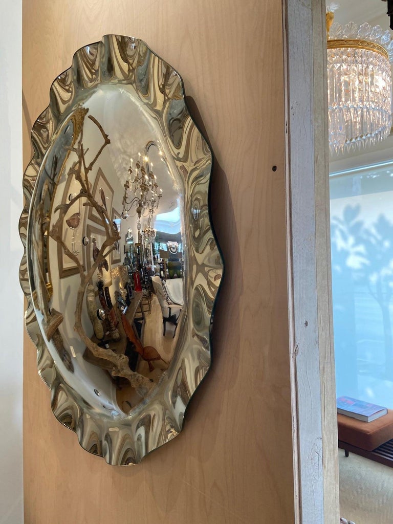 Modern, Dramatic Ruffle Edge Convex with Elliptical Mirror at 1stDibs ...