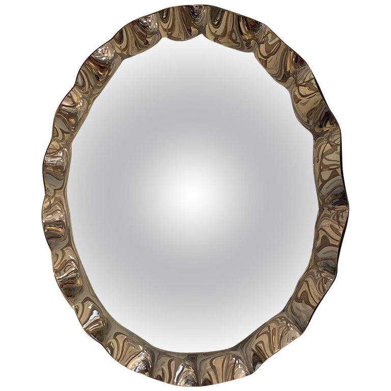 Modern, Dramatic Ruffle Edge Convex with Elliptical Mirror at 1stDibs ...
