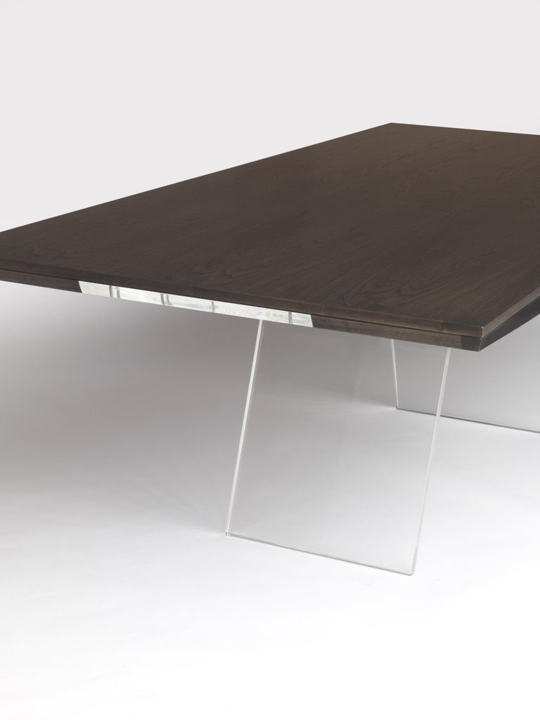 Modern Ebonized Walnut and Lucite Dining Table For Sale at 1stDibs