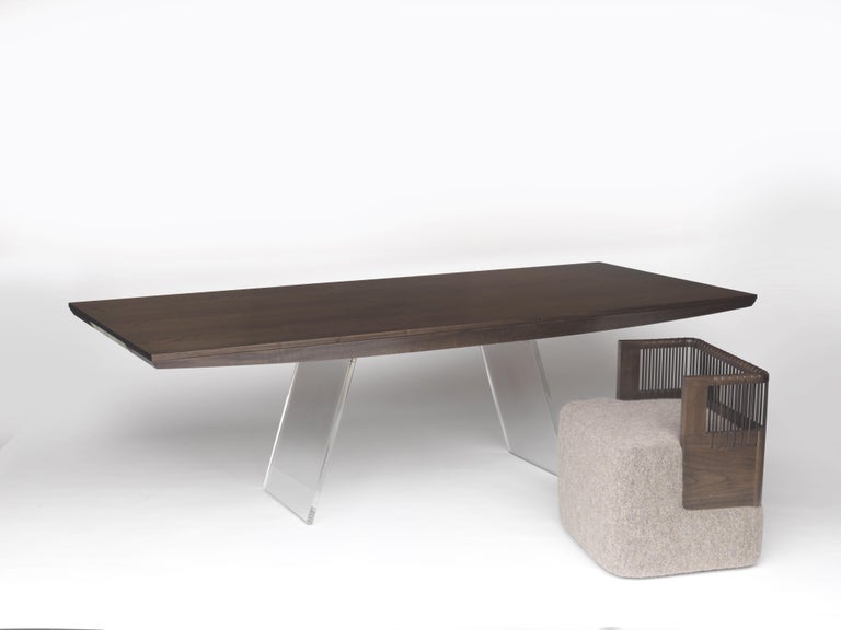 Modern Ebonized Walnut and Lucite Dining Table For Sale at 1stDibs