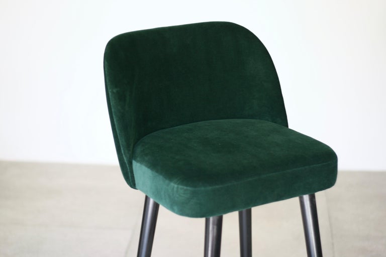 Modern Emerald Green Fabric Bar Stool with Oak Base Painted Black For ...