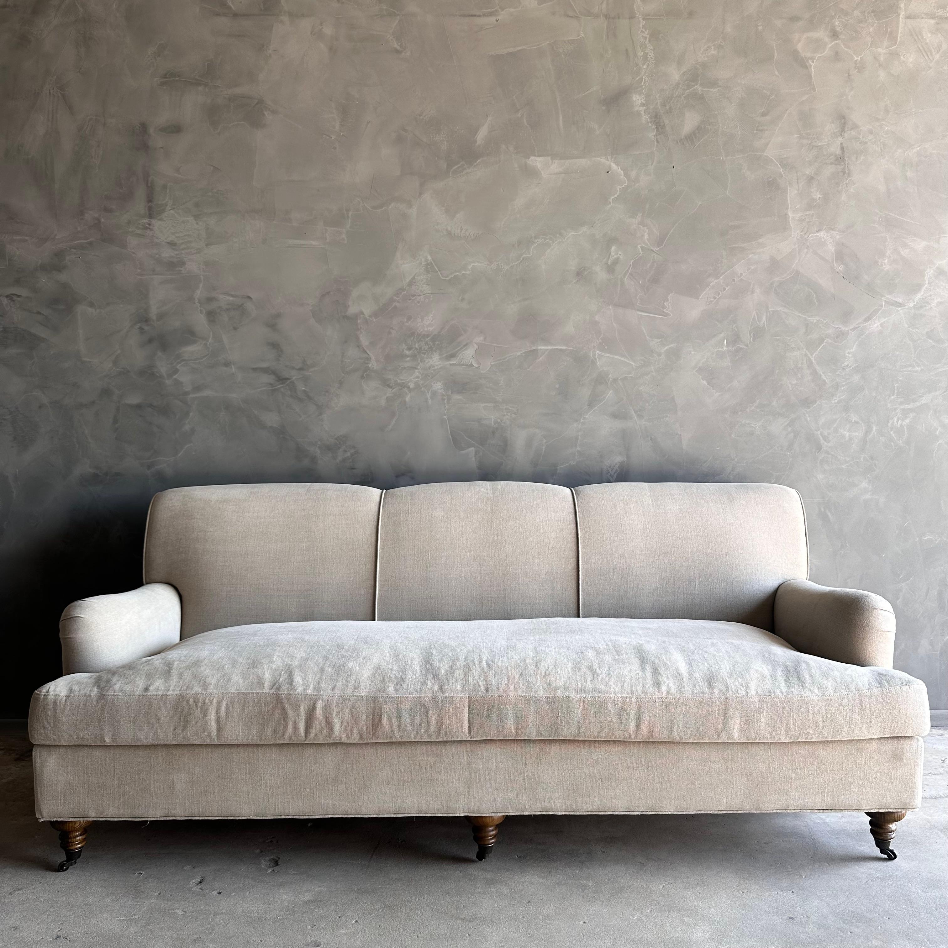 Modern English Sofa in a Heavy Weight Stone Washed Natural Linen and ...