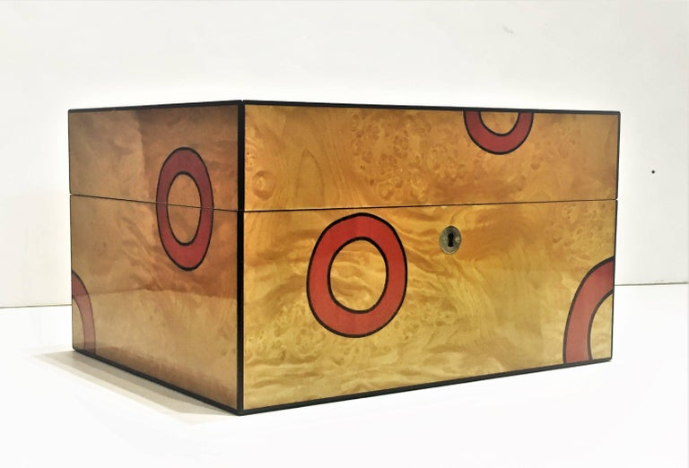 Modern English Wood Inlay 50-Cigar Humidor at 1stDibs