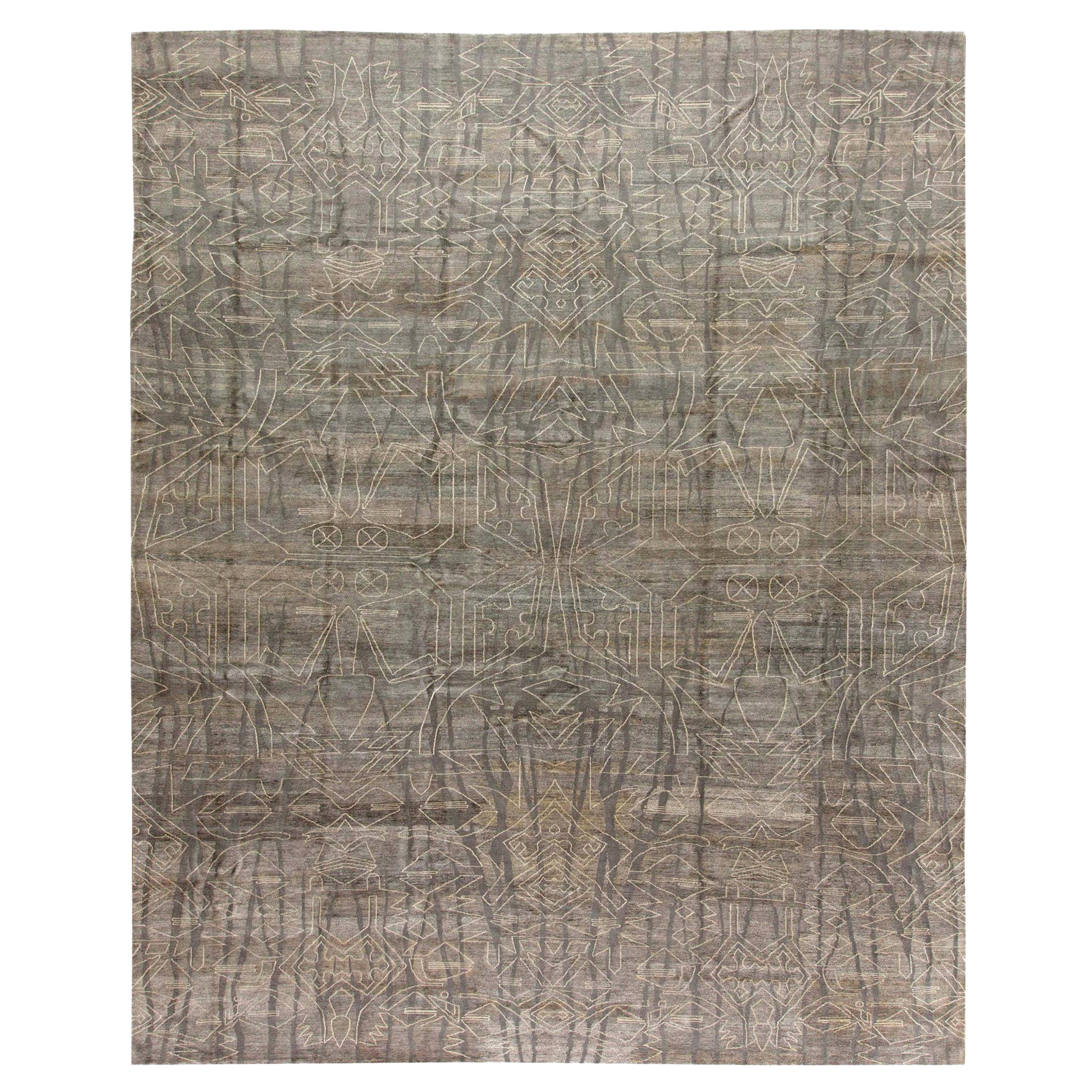 Bosky Toile Midnight Hand-Knotted Rug by Eskayel For Sale at 1stDibs
