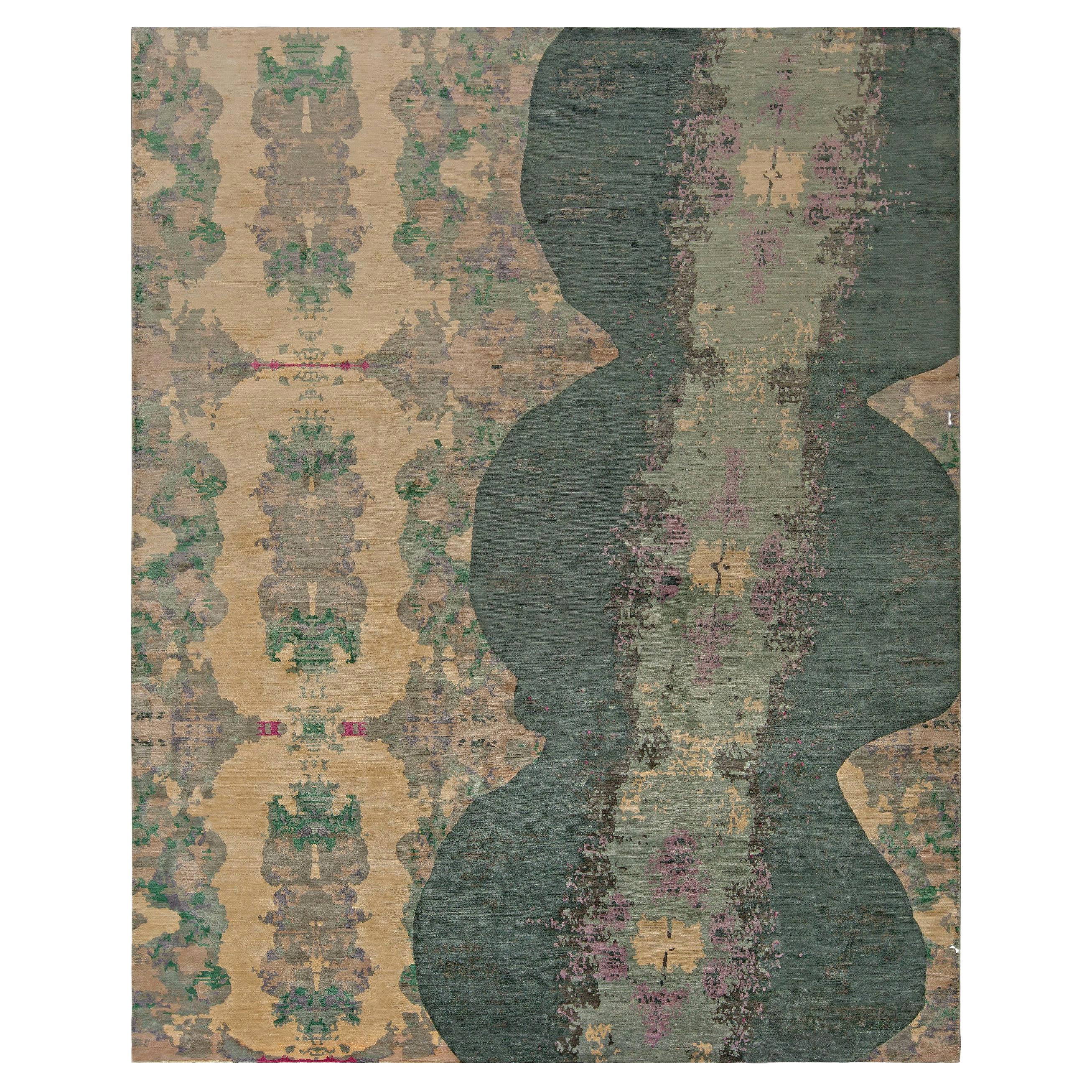 Bosky Toile Midnight Hand-Knotted Rug by Eskayel For Sale at 1stDibs