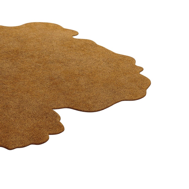 Modern Essential Neutral Color Rug w/ Organic Shape and Hand-Tufted ...