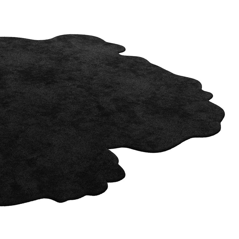 Modern Essential Neutral Color Rug w/ Organic Shape and Hand-Tufted ...