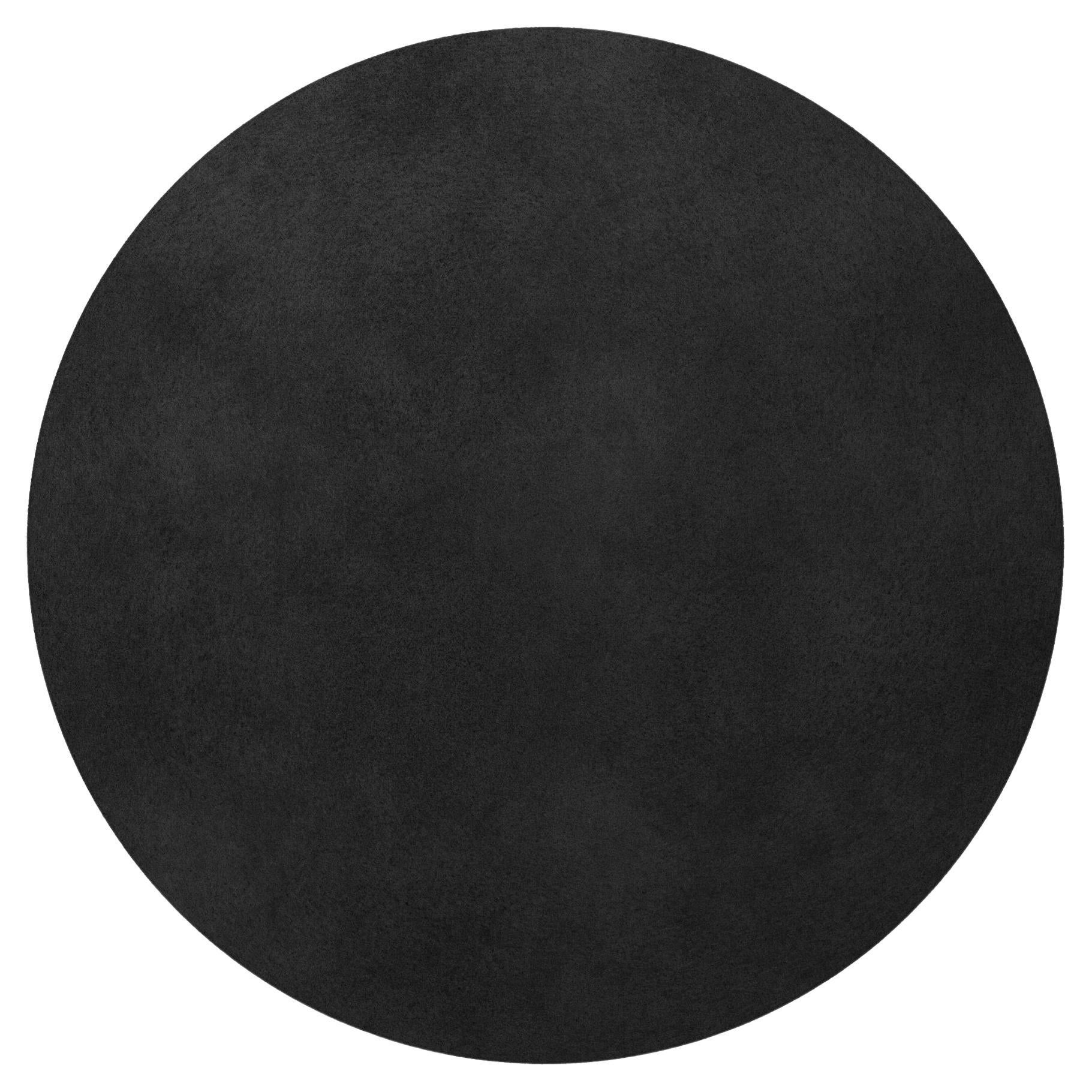 Modern Essential Round Black Handmade Botanical Silk Rug For Sale at ...