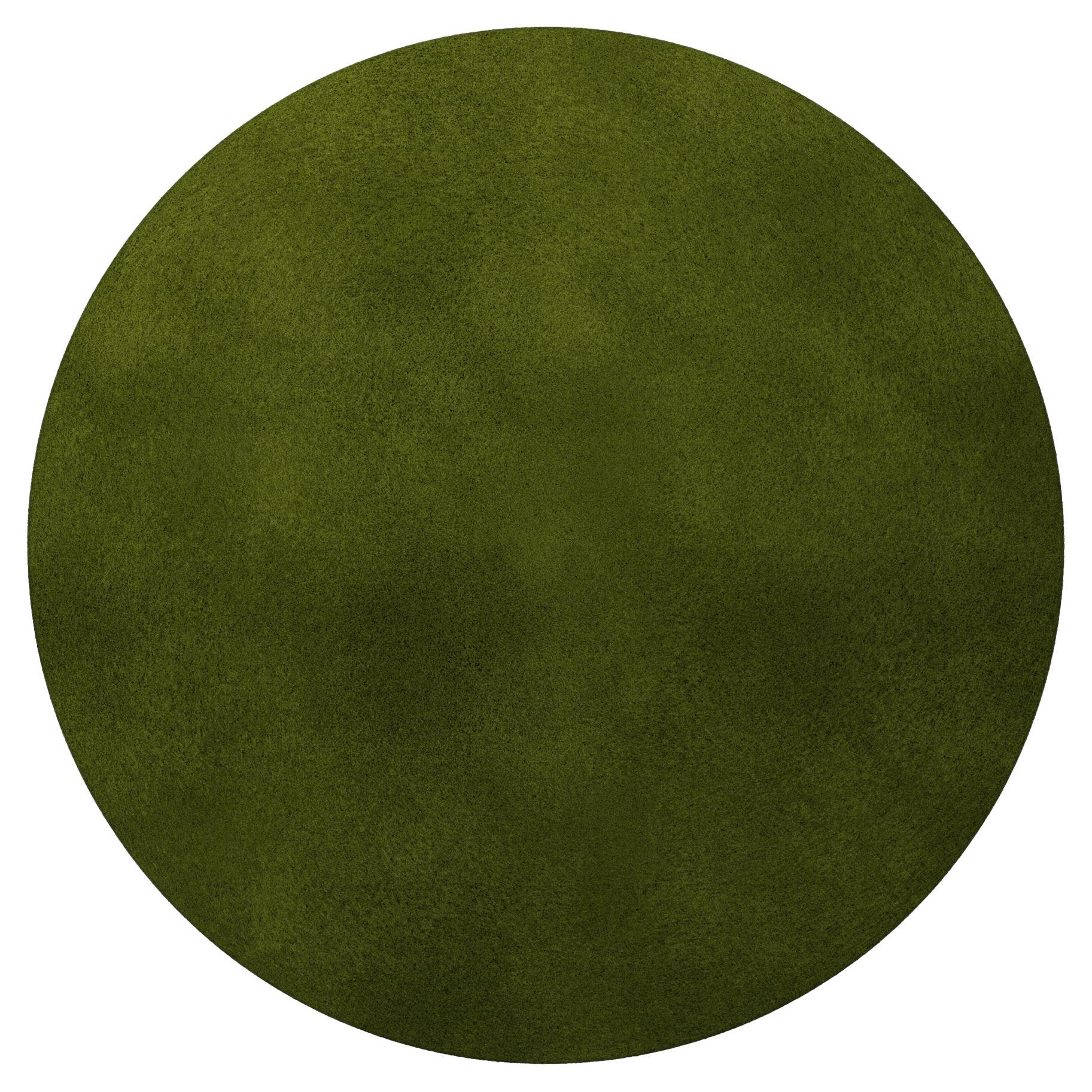 Modern Essential Round Green Handmade Botanical Silk Rug For Sale at ...