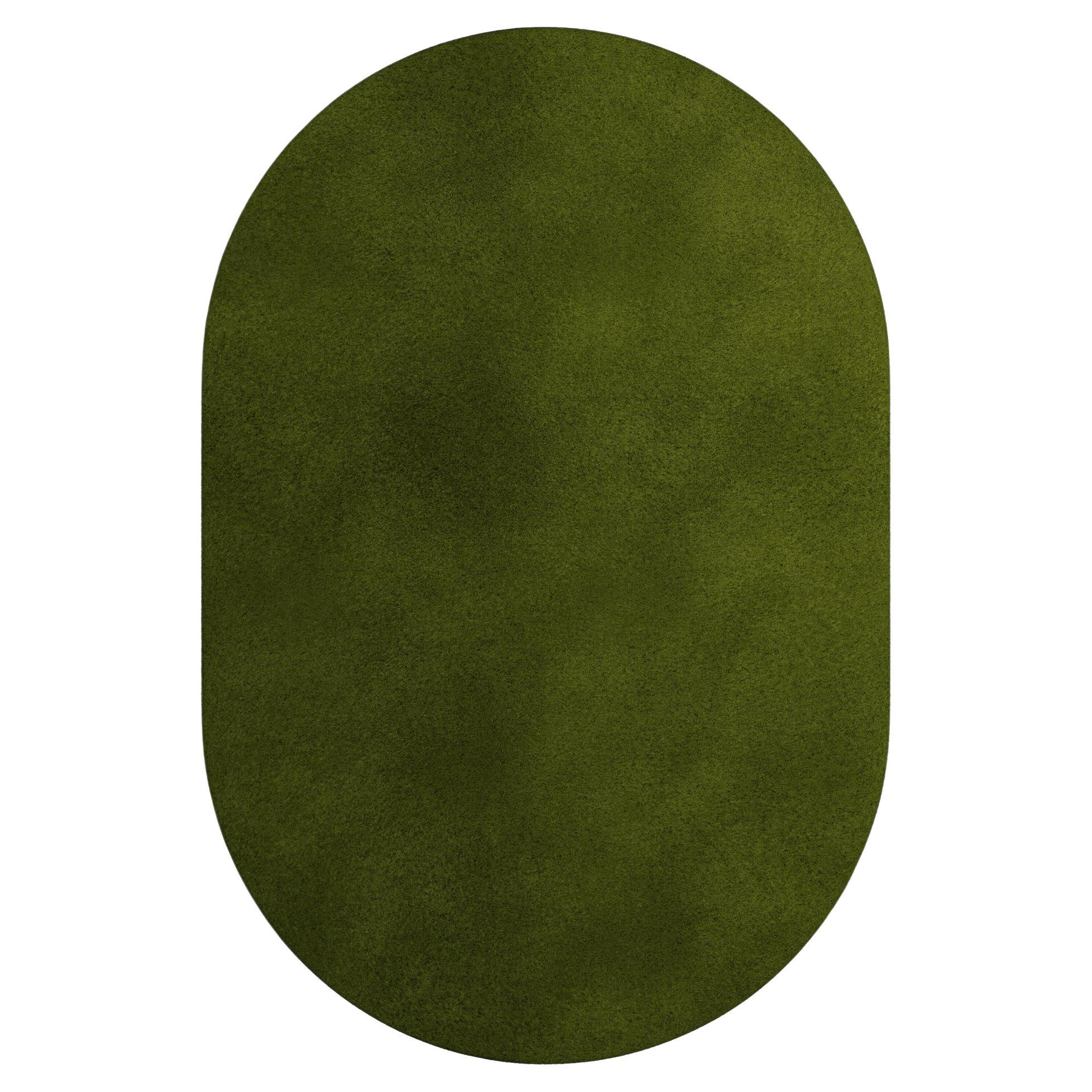 Modern Essential Round Green Handmade Botanical Silk Rug For Sale at ...