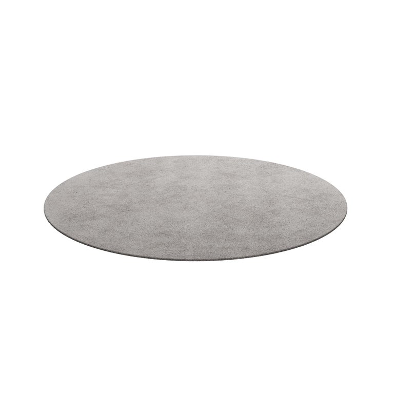 Modern Essential Round Grey Handmade Botanical Silk Rug For Sale at 1stDibs