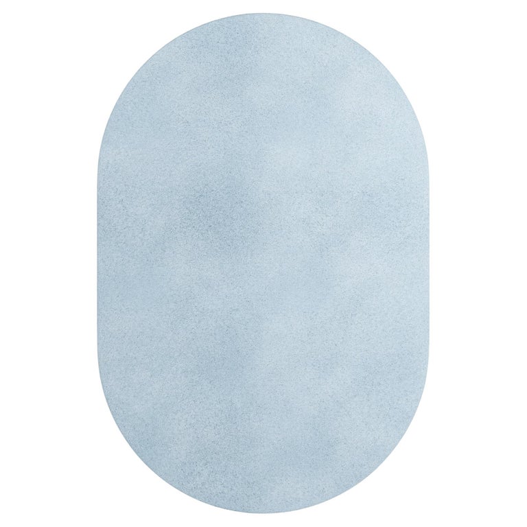 Modern Essential Round Light Blue Handmade Botanical Silk Rug For Sale ...