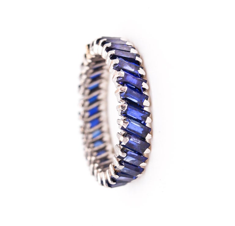 Modern Eternity Diagonal Band Ring in Platinum with 3.02 Cts in Blue ...