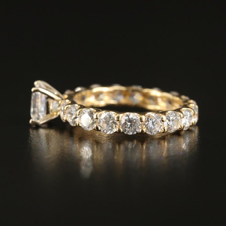 Customizable Modern Eternity Princess Cut Diamonds Engagement Ring, 18K ...