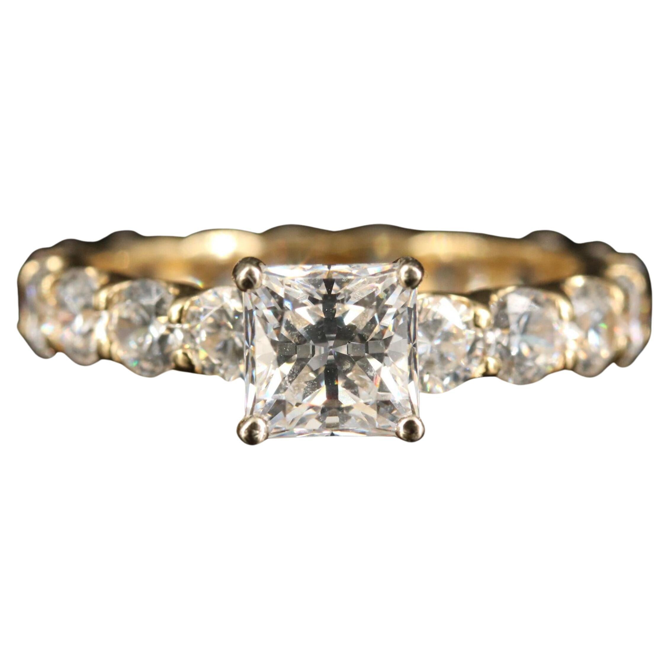 Customizable Unique Oval Cut Emerald Eternity Engagement Ring, Modern ...