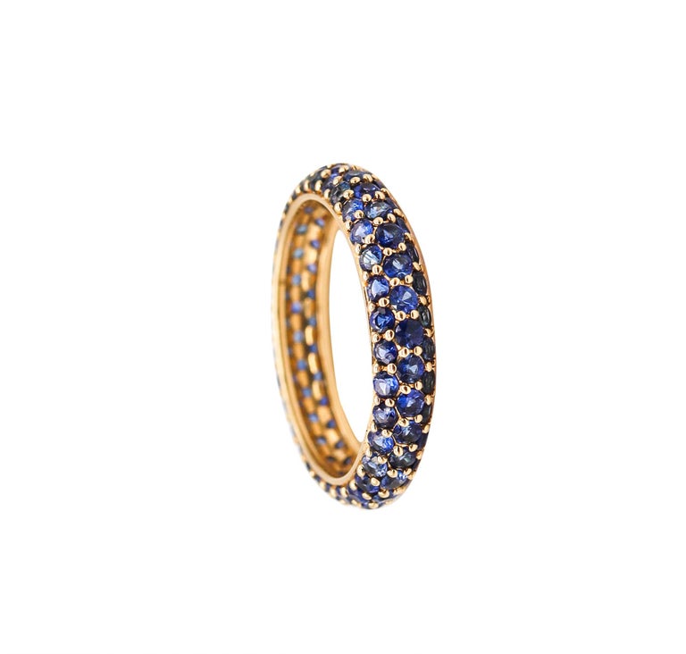 Modern Eternity Ring In 18Kt Yellow Gold With 2.44 Cts In Ceylon Blue ...
