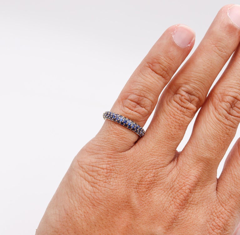 Modern Eternity Ring In 18Kt Yellow Gold With 2.44 Cts In Ceylon Blue ...