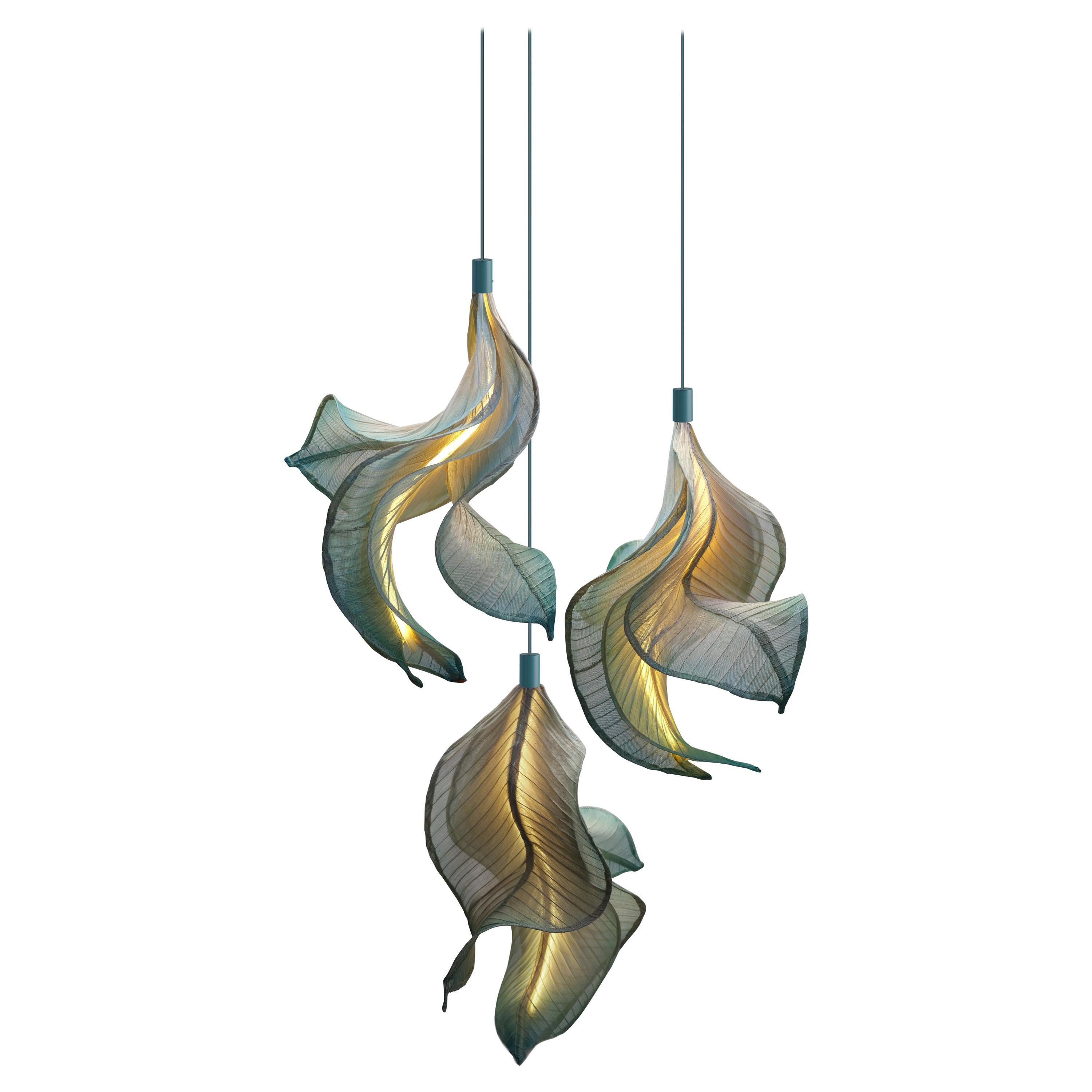 Modern Fabric Pendant Hand-Painted Light from Studio Mirei, Anemone For ...