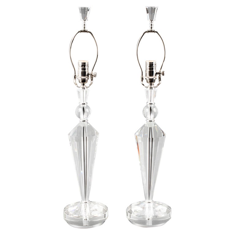 Modern Faceted Colorless Glass Table Lamps at 1stDibs