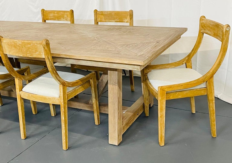 Modern Farmhouse Dining / Kitchen / Conference Table, Ceruse Oak Finish ...