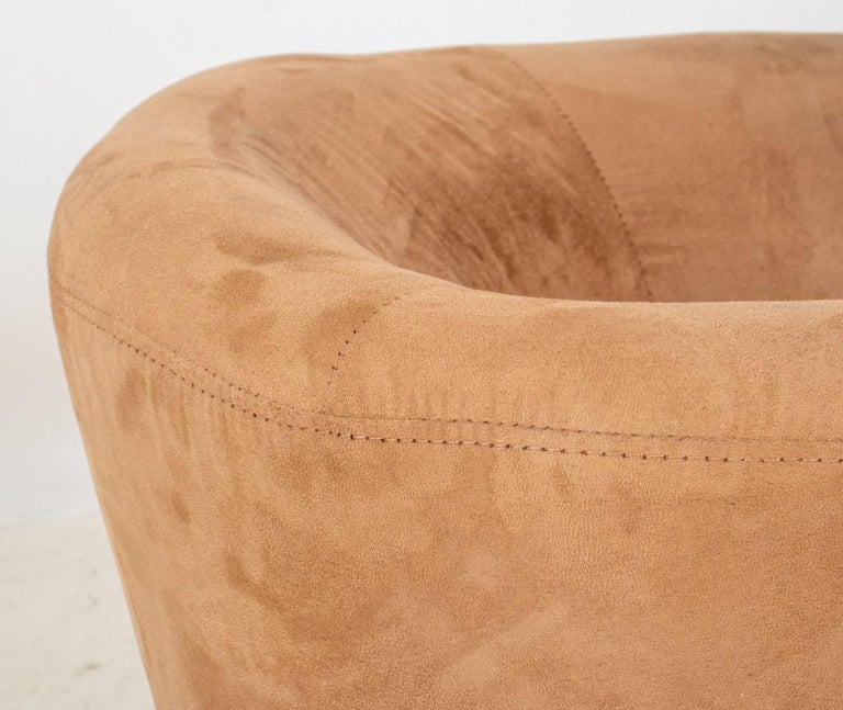 Modern Fawn Ultrasuede Tub Chairs, 2 For Sale at 1stDibs