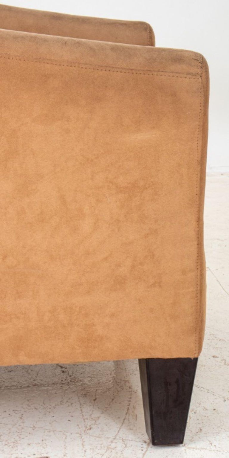 Modern Fawn Ultrasuede Tub Chairs, 2 For Sale at 1stDibs