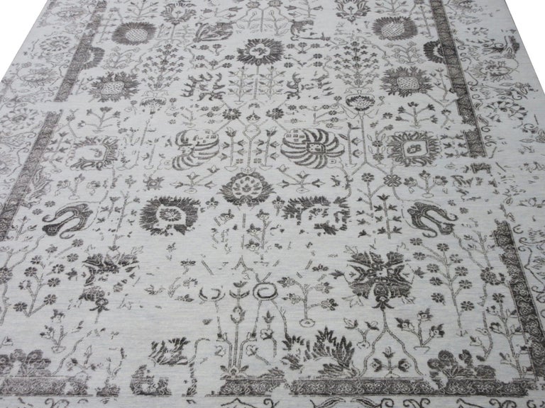 Modern Fine Wool and Silk Broken Design Rug For Sale at 1stDibs