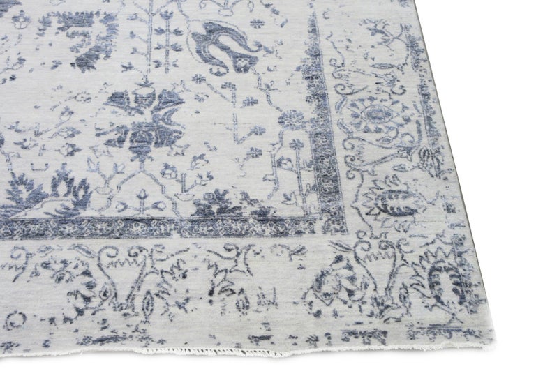 Modern Fine Wool and Silk Broken Design Rug For Sale at 1stDibs