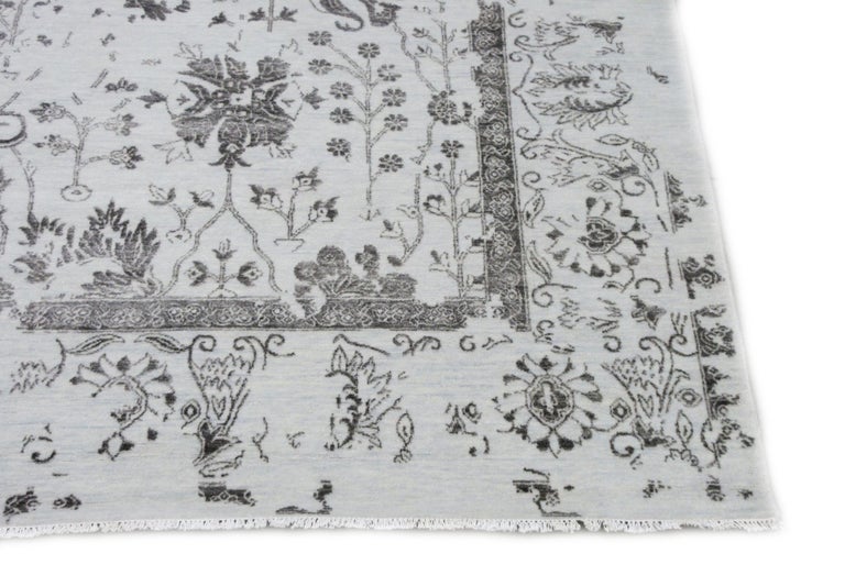 Modern Fine Wool and Silk Broken Design Rug For Sale at 1stDibs