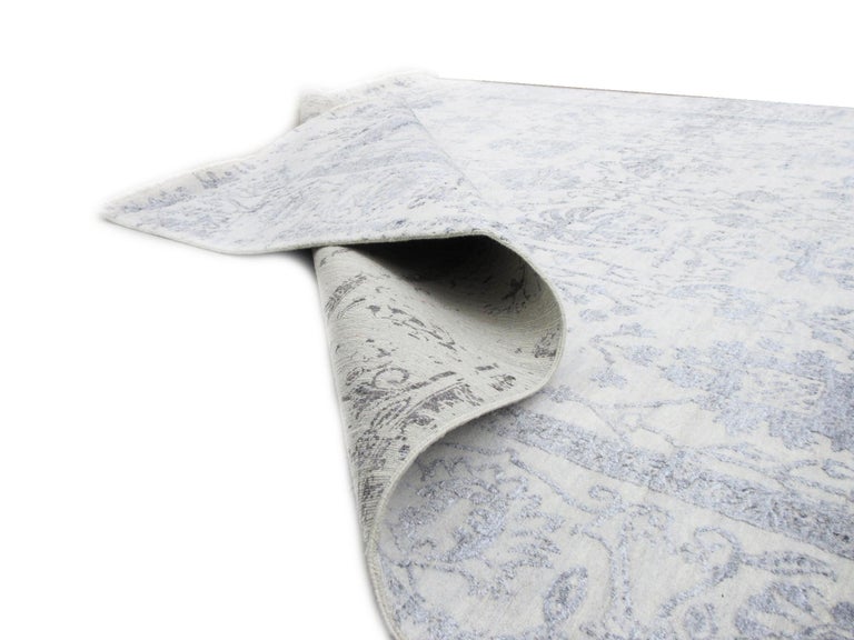 Modern Fine Wool and Silk Broken Design Rug For Sale at 1stDibs