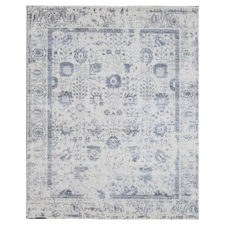 Modern Fine Wool and Silk Broken Design Rug For Sale at 1stDibs