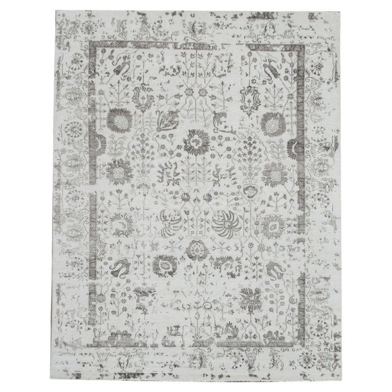 Modern Fine Wool and Silk Broken Design Rug For Sale at 1stDibs
