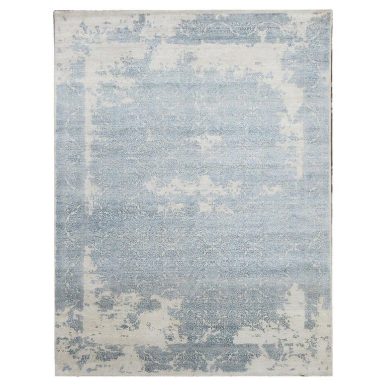 Modern Fine Wool and Silk Broken Design Rug For Sale at 1stDibs
