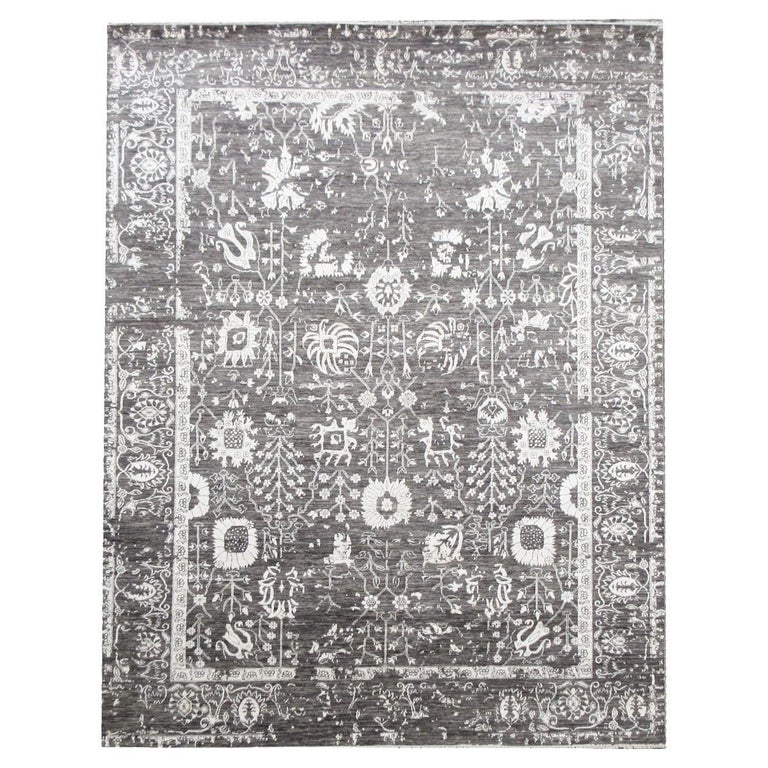 Modern Fine Wool and Silk Broken Design Rug For Sale at 1stDibs