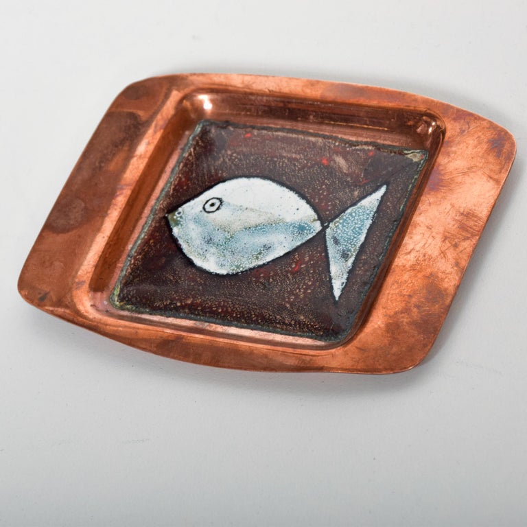 Modern Fish Art Copper on Enamel Decorative Plate Maggie Howe, 1970s ...