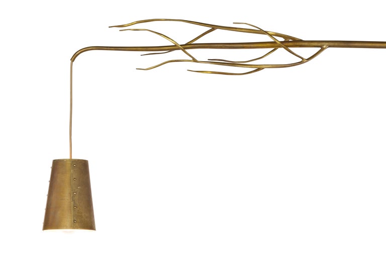 Modern Floor Lamp with a Unique Rock in a Brass Burnished Finish ...