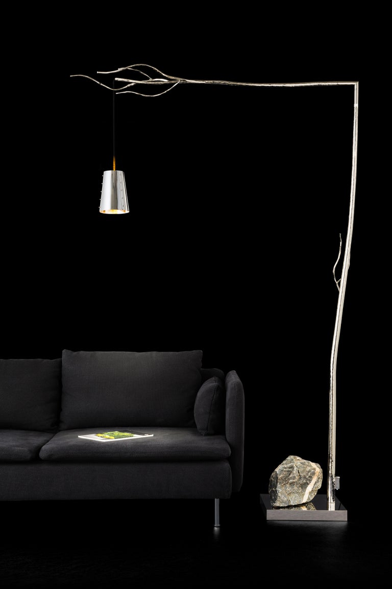 Modern Floor Lamp with a Unique Rock in a Nickel Finish, Flintstone ...