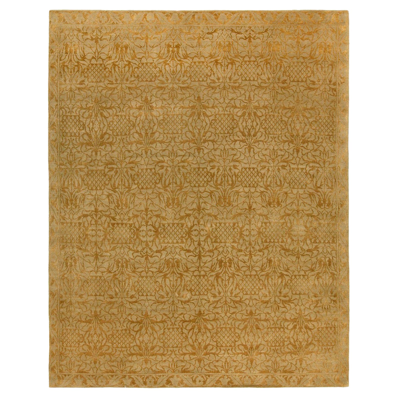 Contemporary Floral Lilly Design Hand Knotted Silk Rug by Doris Leslie ...