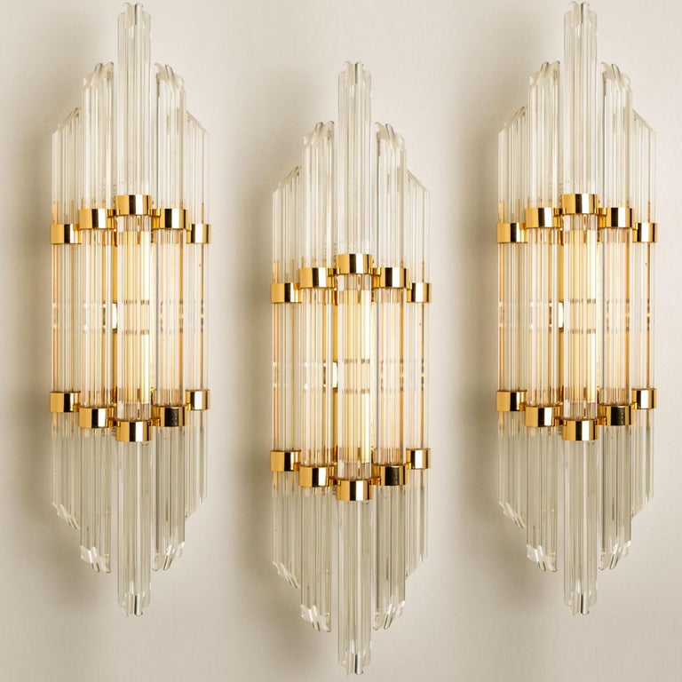 Modern Flower Shaped Glass Rod Wall Sconces in Style of Sciolari For ...