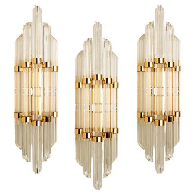 Modern Flower Shaped Glass Rod Wall Sconces in Style of Sciolari For ...