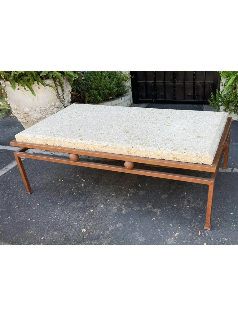 Modern Formations Iron and Fossil Shellstone Coffee Table, 1980s For ...