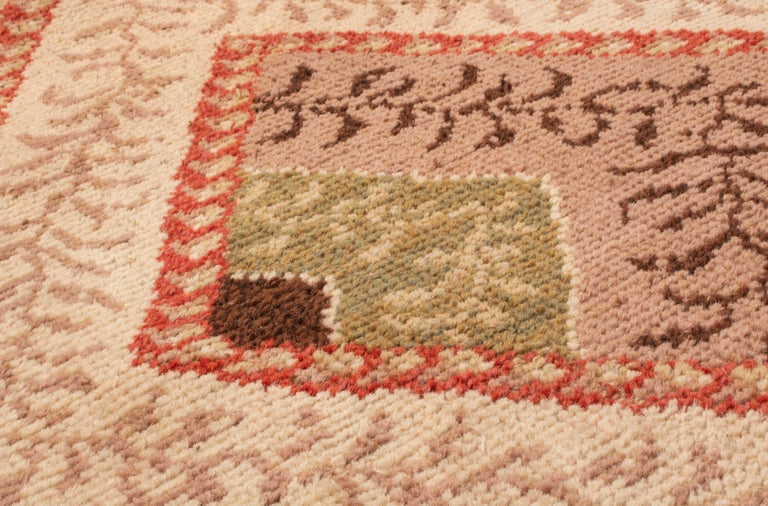 Modern French Country Transitional Pink and Green Wool Rug For Sale at ...