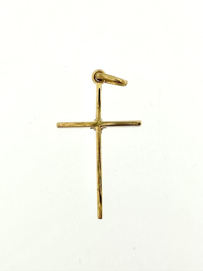 Modern French Cross in 18Kt Yellow Gold with Diamond For Sale at 1stDibs