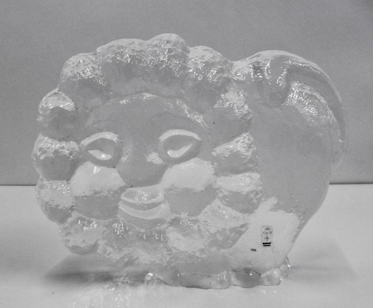 Modern Full Lead Glass Sculpture Lion by Lisa Larson for Skruf, Sweden ...