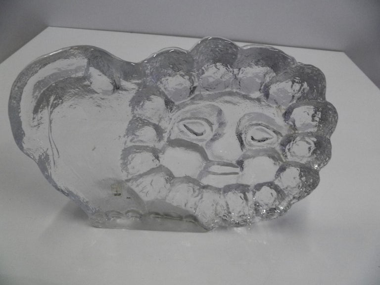 Modern Full Lead Glass Sculpture Lion by Lisa Larson for Skruf, Sweden ...