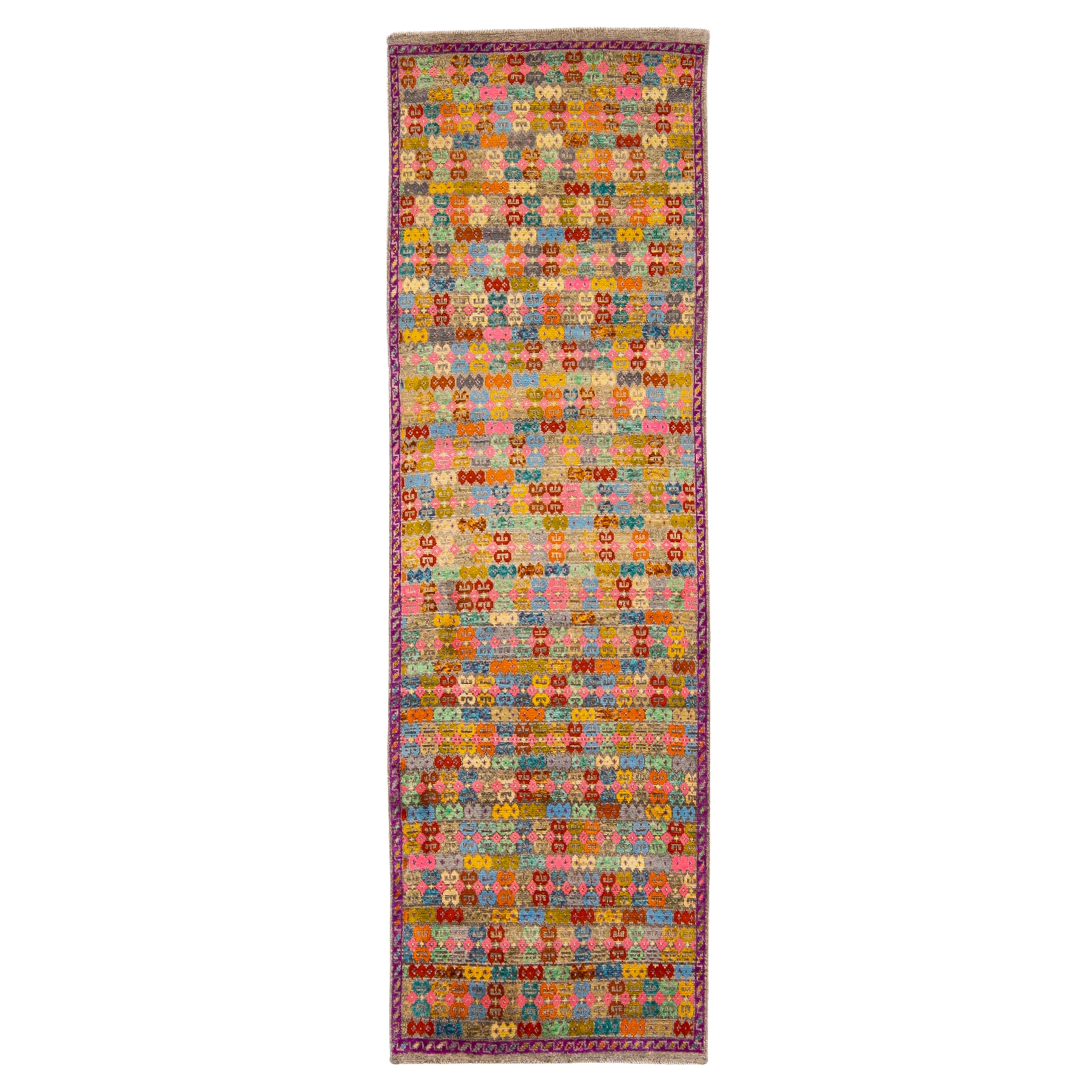 Colorful Modern Gabbeh Runner, Multicolored, Bohemian Style, Rainbow at ...