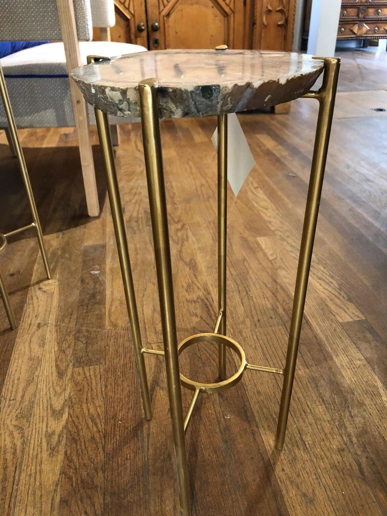 Modern White and Gray Quartz End Table at 1stDibs