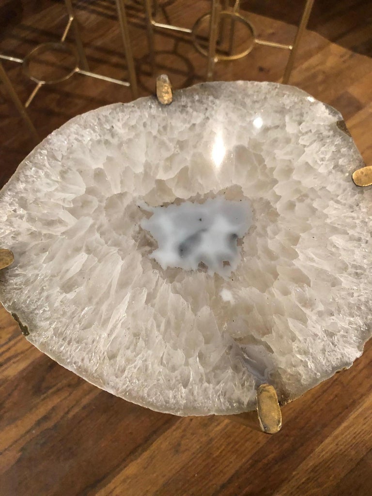 Modern White and Gray Quartz End Table at 1stDibs