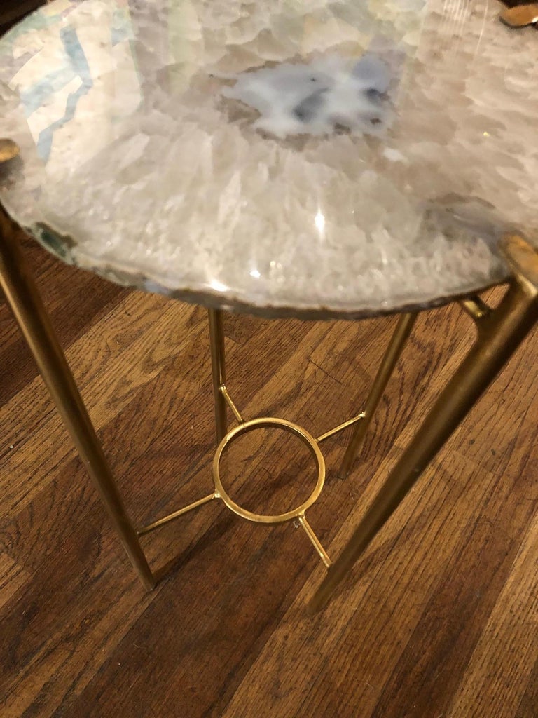 Modern White and Gray Quartz End Table at 1stDibs